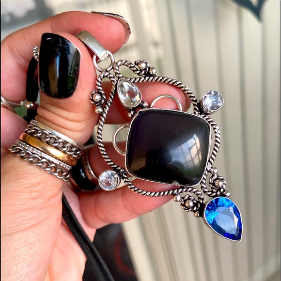 Silverskylight | Jewelry | 925 Sterling Silver Black Obsidian Blue ...